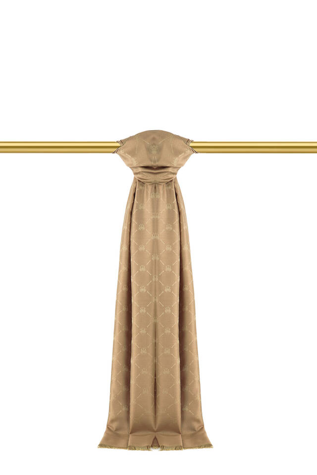 Milk Coffee Monogram Pattern Jacquard Silk Scarf