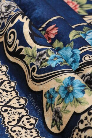 Navy Blue Velvet Carpet Prayer Rug