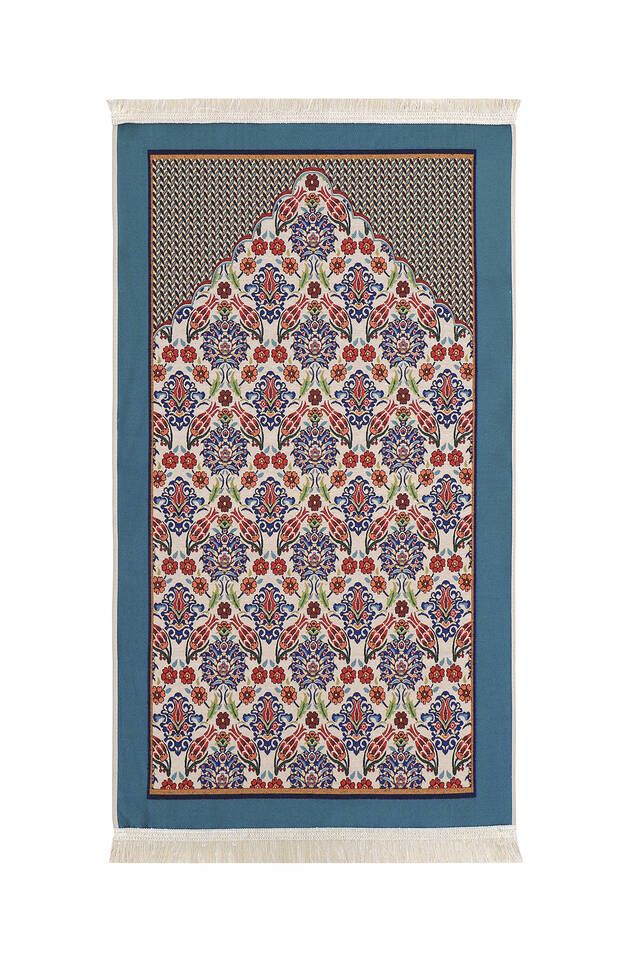 Oil Green Tile Tulip Pattern Tapestry Prayer Rug