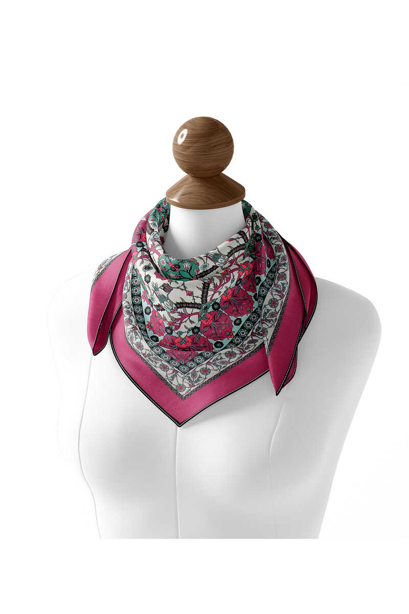 Plum Tile Tulip Pattern Soft Square Scarf