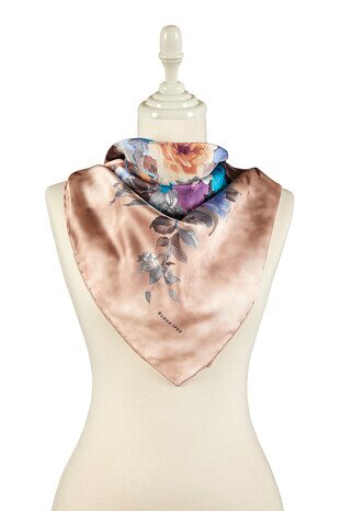 Powder Bouquet Pattern Silky Square Scarf